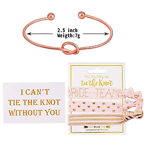36pcs Bridesmaids Proposal Gift Set 6 Bridesmaid Proposal Boxes,6 Love Knot Bracelet with 6 I Can't Tie The Knot Card and 18 No Crease Hair Ties