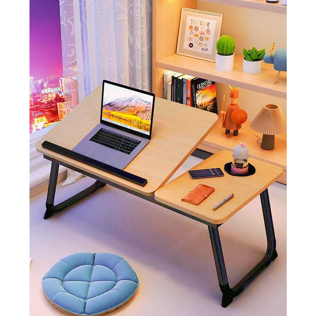 Adjustable Laptop Desk for Bed,Bed Table for Laptop,Laptop Stand for Bed,Lap Desk for Laptop,Foldable Bed Desk for Laptop and Writing,Portable Bed Tray Table with Cup Holder,Laptop Bed Tray Table