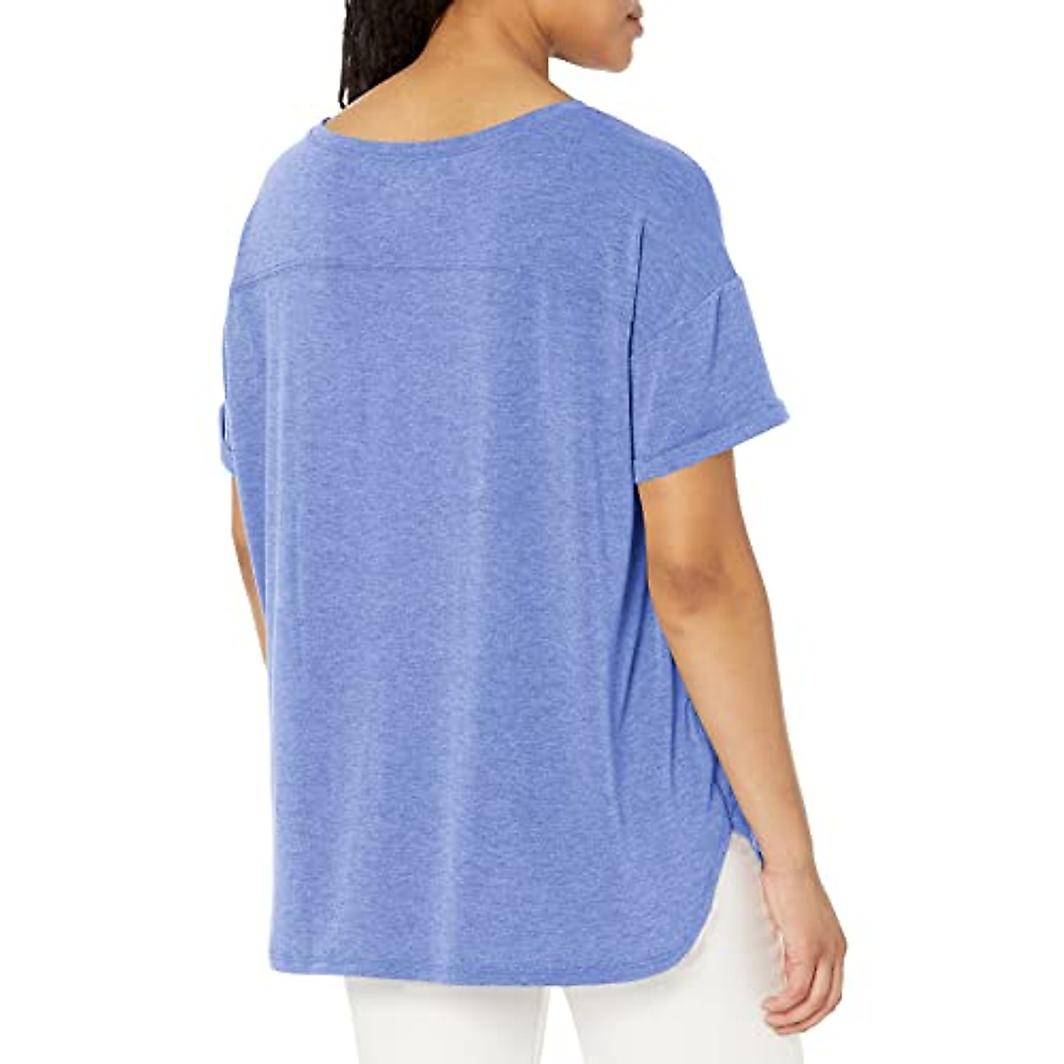 Amazon Essentials Women's Studio Relaxed-Fit Lightweight Crewneck T-Shirt (Available in Plus Size), Bright Blue Heather, XX-Large