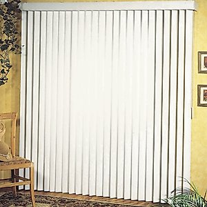 Vertical Hard Window Patio Blinds - White, 84" L x 78" W Plain & 3-1/2-Inch Vane - Easy Installation for All Patio Doors, Hardware Included - Aluminum Track for Durability, Anti-Static Slats