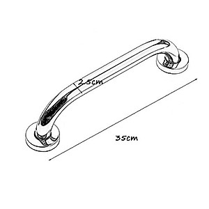 CRODY Bath Wall Attachment Handrails Grab Bar Rails Stainless Steel Bathroom Grab Bar-Kitchen Handrail-Safety Toilet Armrest-Towel Rack,Non-Slip Durable for Disabled Elderly/35Cm