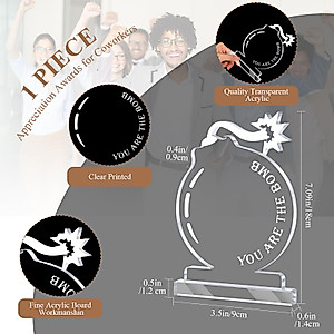 Maitys Thank You Gift Employee Inspirational Acrylic Sign Prizes Christmas Appreciation Gift National Boss Day Gift Medical Assistant Gift Keepsake for Nurse Women Teacher Team Volunteer(Bomb)