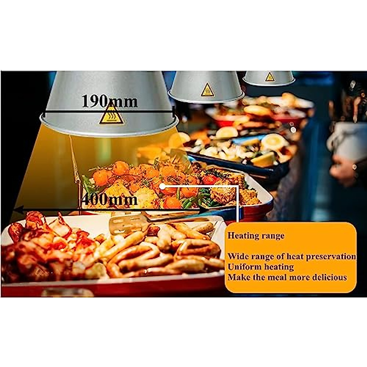 Food Warmer Lamp Food Heat Lamp with Bulb 250W Commercial Food Service Heat Lamps Catering190mm Food Heating Lamp Restaurant Hanging Chandelier (Green Bronze)