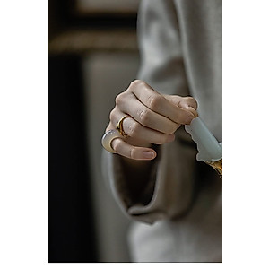 S.Leaf Sterling Silver Petite Pinky Ring Dome Agate Chunky Rings Puffy Gold Rings for Women Stackable Rings for Women(white, 7)