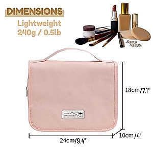 Hanging Toiletry Bag Cosmetic Case Lightweight Large Capacity Multifunctional Travel Toiletry Kit Shaving Bag Portable Bathroom Wash Bag for Makeup (Pink)