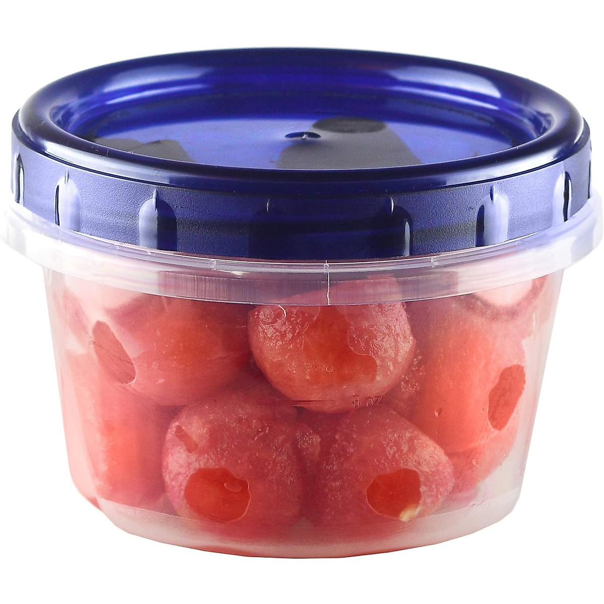 YOWOCHUNG Series 10 Pack 14 ounce Reusable Small Plastic Freezer Storage Container Twist Top Deli Jars with Screw Lid for Food Round Wide Mouth Lunch Snacks Cup, Freezer, Dishwasher Safe (Blue)