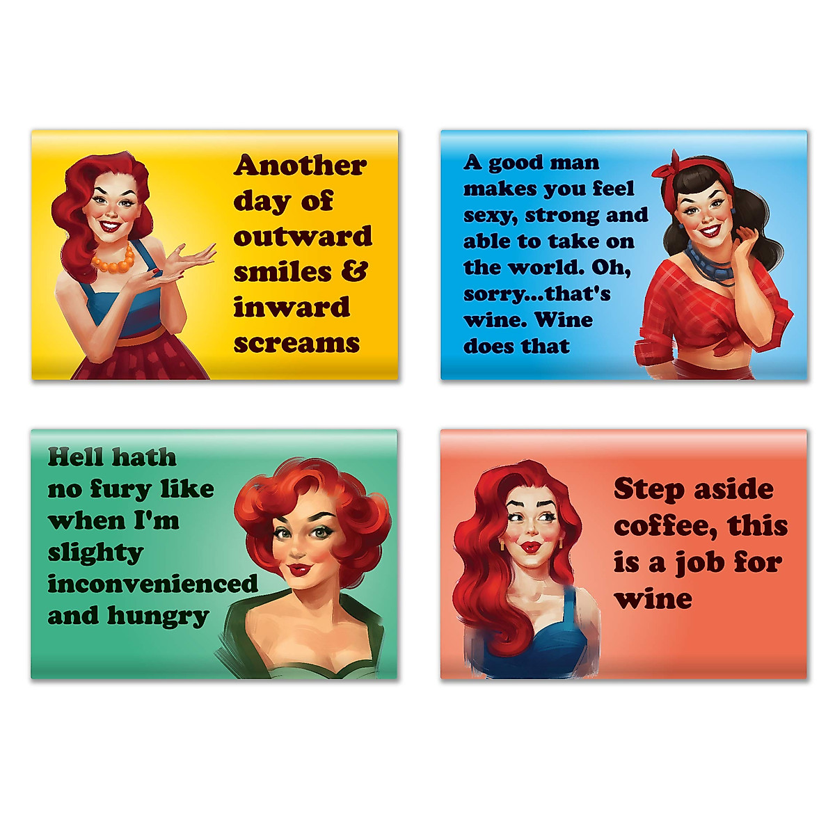 4 Pack Refrigerator Magnets - Funny Fridge Magnet - Perfect Housewarming Gift, or Gift for Women Friends
