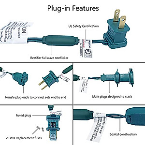 yongzhenlite UL List 50 Count LED T5 String Lights Mini Christmas Lights for Indoor and Outdoor Garden Patio Wedding Trees Decoration,17Ft Green Wire(Warm White)