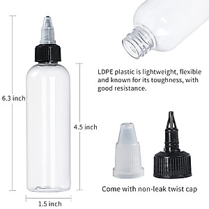 Yephets 32 Pack 4oz Boston Dispensing Bottles Empty Round LDPE Plastic Squeeze Dropper Bottles Squeeze Bottles with Twist Top Cap for Liquids Oils Art Crafts Kitchen Household