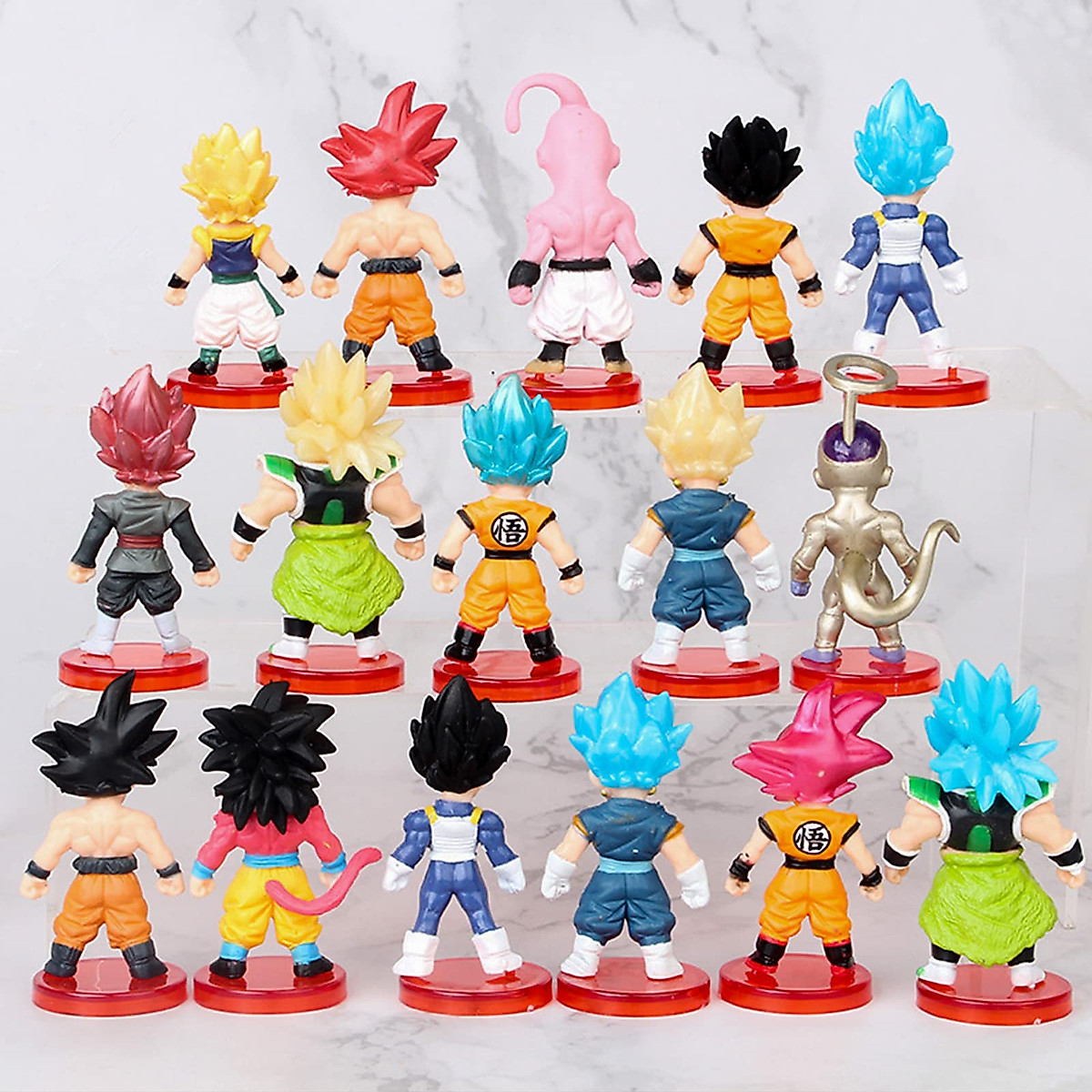 16 Piece Set of Dragon Goku Action Figure, 3" Height. Used as a Cake Topper or Party Favor Supplies, and are Perfect for Collectors of Dragon Play Balls z Toys Memorabilia.