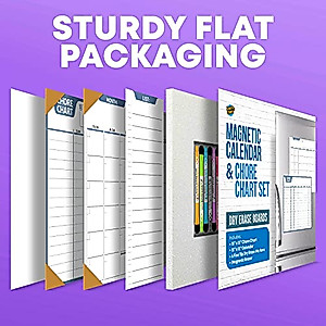 Magnetic Dry Erase Chore Chart, Calendar, and to-Do List for Refrigerator: 3 Boards, 6 Markers, and Eraser