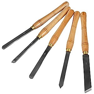 Mophorn Lathe Chisel 8 Piece Wood Lathe Chisel Cutting Carving HSS Steel Blades Wood Turning Tools Lathe Chisel Set Wooden Case for Storage for Wood Turning Hardwood One Free Chisel