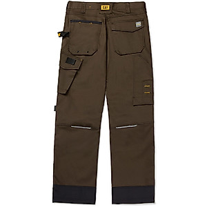Caterpillar Men's H2O Defender Water Resistant Work Pants with Reinforced Knees, Bellowed Cargo Pocket and Tool Bags, Dark Earth/Black, 34/30