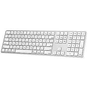 OMOTON Bluetooth Keyboard for Mac, Wireless Keyboard with Numeric Keypad, Multi-Device, Rechargeable, Compatible with MacBook Pro/Air, iMac, iMac Pro, Mac Mini, Mac Pro Laptop and PC (Silver)