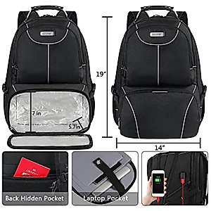 VECKUSON Lunch Bag Backpack, Insulated Cooler Lunch Box Backpack, Extra Large Travel Laptop Backpack, 18.4 Laptop Backpack for unisex, 55L Extra Large Gaming Laptops Backpack with USB Charger Port