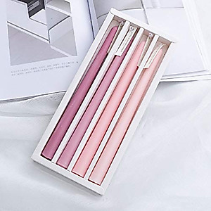 VALICLUD 4pcs Taper Candles Long Pole Scented Candle Smokeless Long Burning Dripless Candles for Wedding Christmas Table Fireplace Mantle Decorations Pink