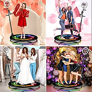 GGMEEK 360 Photo Booth Machine for Parties,360 Slow Motion Photo Booth, 2 People Stand on Remote Control Automatic Spin 360 Video Camera Booth Spinner 26.8'' with Flight Case