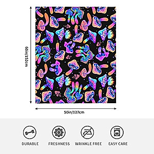 Mushrooms Flannel Throw Blanket Soft Lightweight Warm Blanket All Season Sofa Blanket Can Be Used in Office Living Room Bed Suitable for Children Adults or Teenagers 60"X50" Inches