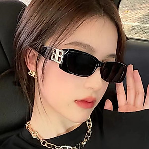 NLEYANB 5 Pieces Y2K Small Rectangle Square Sunglasses Bulk for Women UV400