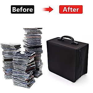 alavisxf xx CD Case, 432 Capacity DVD Case Holder, Heavy Duty Zipper Protective Movie Media Storage Organizer Binder Wallet for Car Home Office Travel (Black, 432 Capacity)