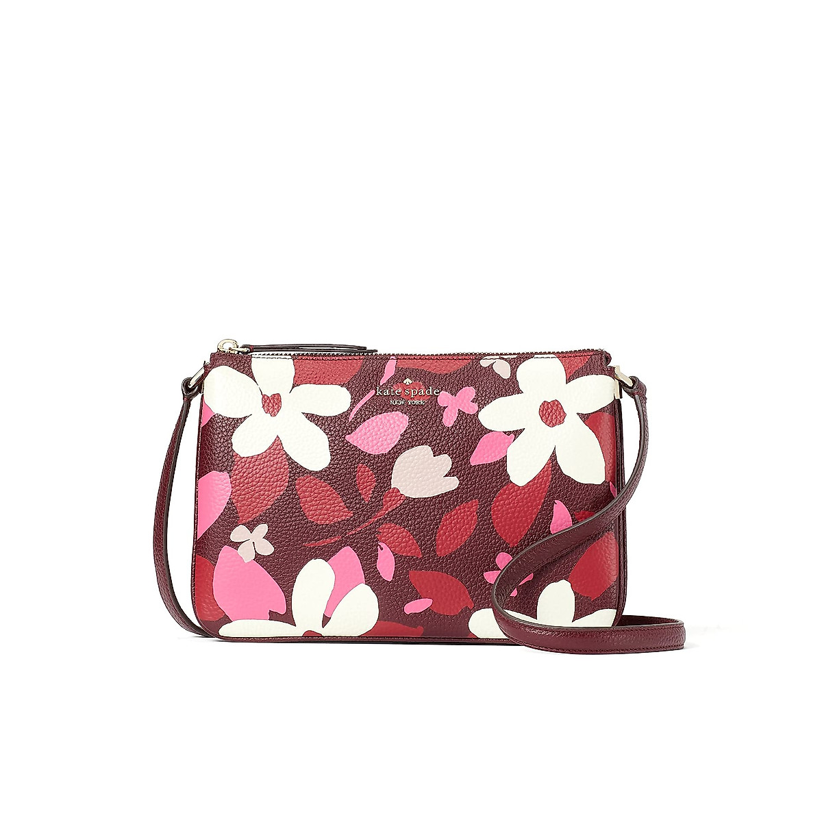 Kate Spade Jackson Triple Gusset Leather Crossbody Bag Purse Handbag (PINK MULTI)