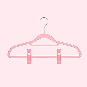 Trgowaul Blush Pink Velvet Hangers Clips, Pants Hangers Velvet Clips, Strong Finger Clips Perfect for Thin Velvet Hangers (20 Pcs, Blush)
