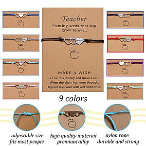BOMAIL 8-9 Teacher Blessing Card Bracelets for Women Men Adjustable Teaching Wish Bracelets Gifts for Teacher Thank You Appreciation Gifts for Graduation,Birthday, Teacher's Day Gift (C)
