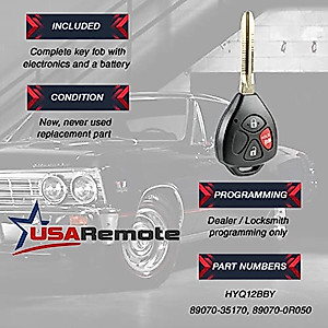 Key Fob Keyless Entry Remote fits Toyota 4Runner, Rav4, Yaris (HYQ12BBY G)