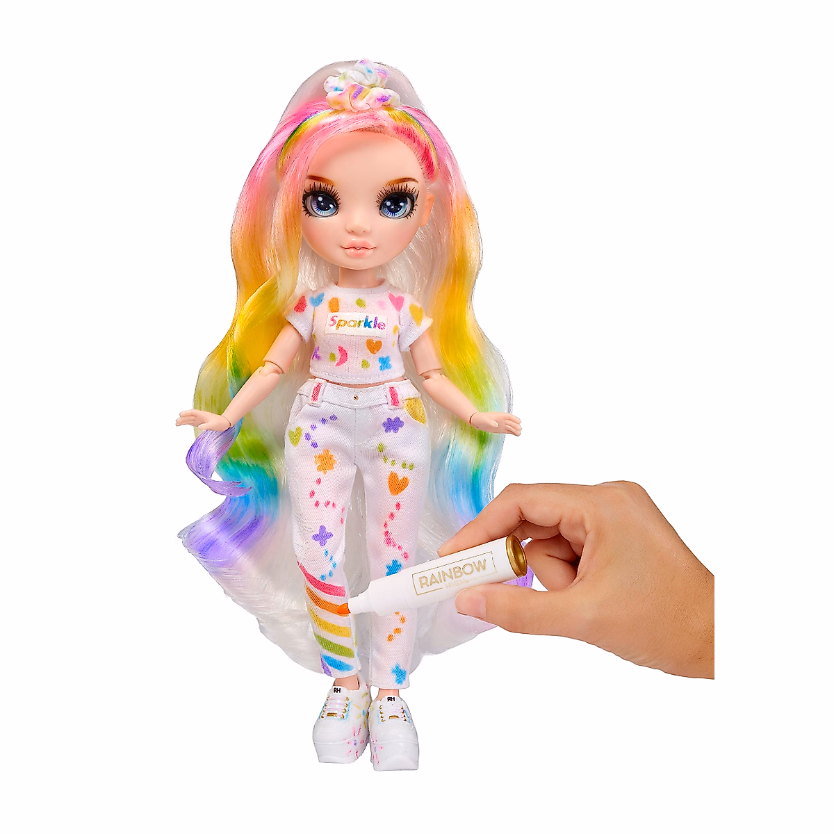 Rainbow High Color & Create Fashion DIY Doll with Washable Rainbow Markers, Blue Eyes, Straight Hair, Bonus Top & Shoes. Color, Create, Play, Rinse and Repeat. Creative 4-12+