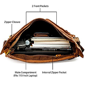 Messenger Bag for 17 Inch Laptop Vintage Canvas Leather Shoulder Crossbody Satchel Shoulder Computer College Bag Travel Office Messenger Bag for Men Women - Slate