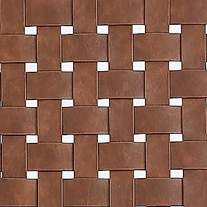 Amazon Brand – Rivet Faux Leather Woven Dining Chair with Wood Frame, Set of 2, 18"W, Brown