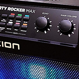 ION Audio Party Rocker Max - 100W Portable Wireless Bluetooth Speaker and Karaoke Centre with Rechargeable Battery, Party Light Display and Microphone