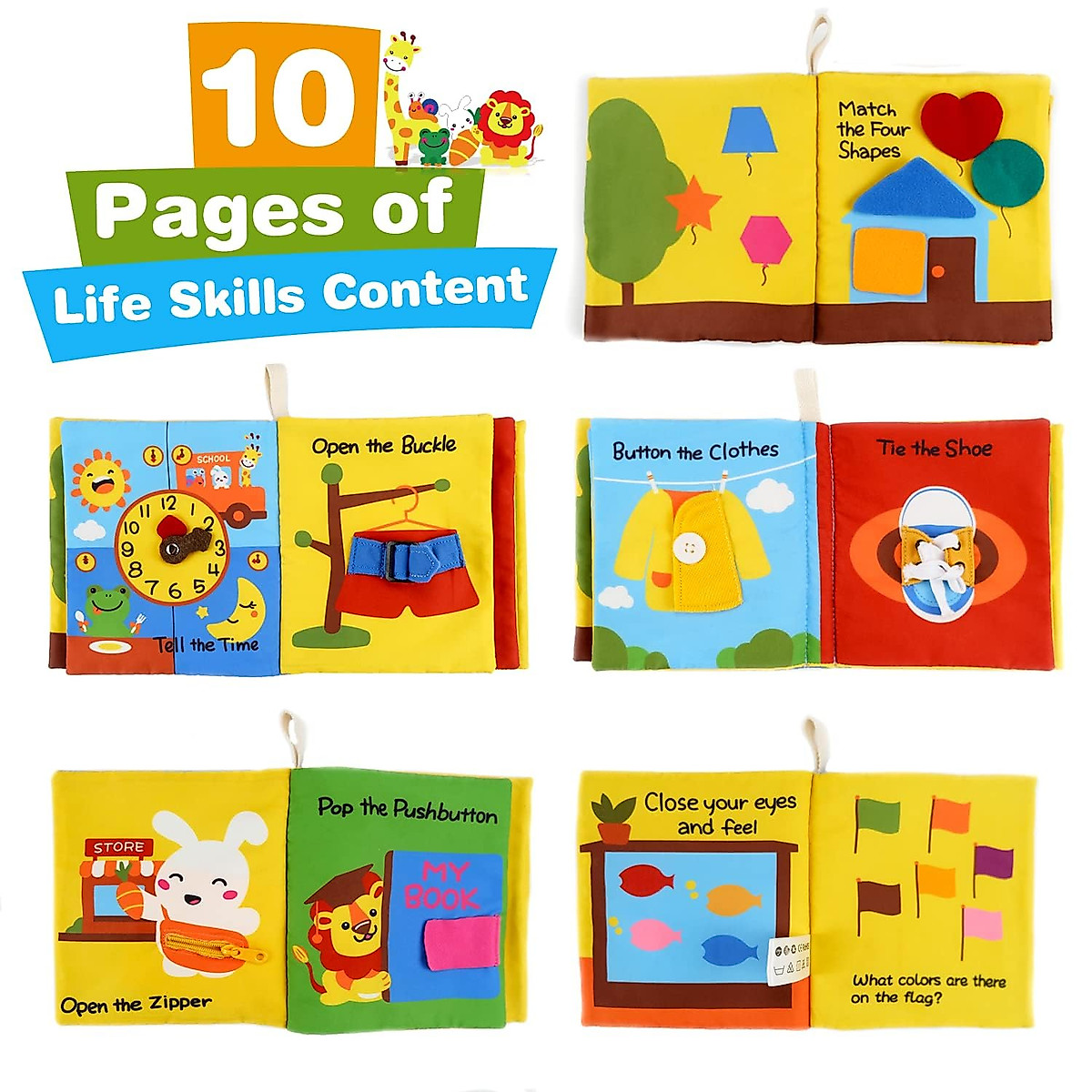 Richgv Baby Books Toys 6-12 Months, 2Pcs Interactive 3D Books for Baby&Toddler 1-2 Years, Soft Cloth Books Busy Books Toys Gifts for Boys Girls Touch and Feel Crinkle Books Sensory Toys