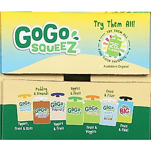 GoGo squeeZ Fruit on the Go Variety Pack, Apple, Mango Guava & Pineapple Passionfruit, 3.2 oz (Pack of 20), Unsweetened Snacks for Kids, No Gluten, Nut Dairy, Recloseable Cap, BPA Free Pouches