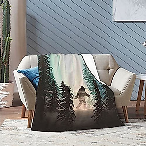 Hide and Seek Bigfoot Flannel Fleece Boho Throw Blanket Super Soft Cozy Warm Plush Bedding for Adults Kids Lightweight Blankets for Couch Sofa Bed 80"X60"
