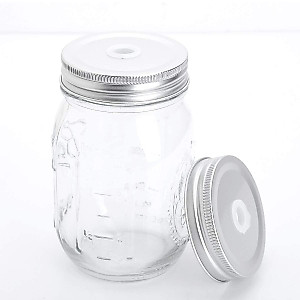 Gisedkle 30 Pcs Regular Mouth Mason Jar Lids with Straw Hole Compatible，Metal Mason Canning Lids Decorative Mason Jar Caps for Drinking&Food Storage.