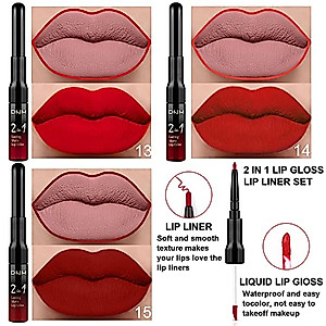 evpct 3Pcs Deep Dark Red Lip Stain Matte Lip Liner and Liquid Lipstick Set Long Lasting Smudge Proof labiales matte larga duracion listip 24 hours matte a prueba de agua mate 24 horas originales