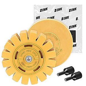 EWK 2 Pcs Serrated + Rounded Rubber Eraser Wheel Decal Remover Set for Cars, RVs, Trucks, Boats, Windows, Metal, Glass