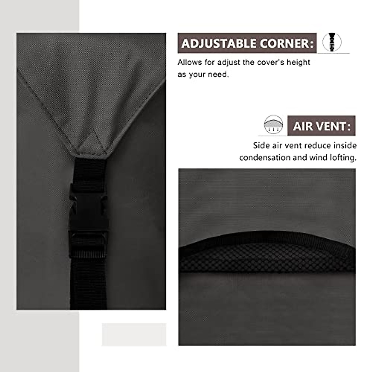 ULTCOVER Rectangular Patio Heavy Duty Table Cover - 600D Tough Canvas Waterproof Outdoor Dining Table and Chairs General Purpose Furniture Cover Size 64L x 52W x 28H inch, Black