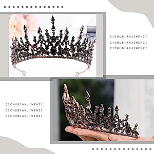 Florry Baroque Crowns Crystal Tiaras and Crowns Wedding Queen Crowns for Brides Halloween Costume Bridal Tiaras Hair Accessories for Women and Girls (Black)