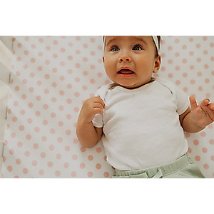 NODNAL CO. 3 Fitted Pink Mini Crib Pack n Play Playard Portable Crib Sheets Set - 100% Oeko-TEX Cotton Baby Girl Nursery Bedding - Chevron, Polka Dot, & Stripe Travel Pack and Play Playpen Sheet