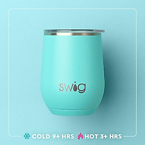 Swig Life 12oz Wine Tumbler with Lid, Stainless Steel, Dishwasher Safe, Portable, Triple Insulated Wine Tumbler, Wine Gifts, Birthday Gifts for Women (Make a Wish)