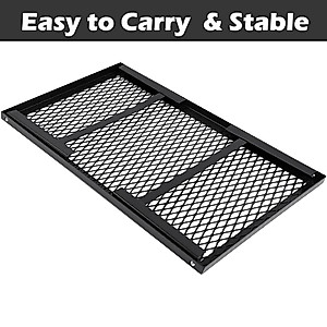 Folding Campfire Grill Heavy Duty Steel Grate with Legs Portable Over Fire Camp Grill for Outdoor Cooking Grill Traveling Picnic, Black （21.6" x 11.8"）