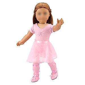 BARWA American 18 inch Doll Me Doll Matching Outfits Clothes 4 PCS Ballet Ballerina Outfits Dance Dress Costume for Girls and 18 inch Dolls (140cm)