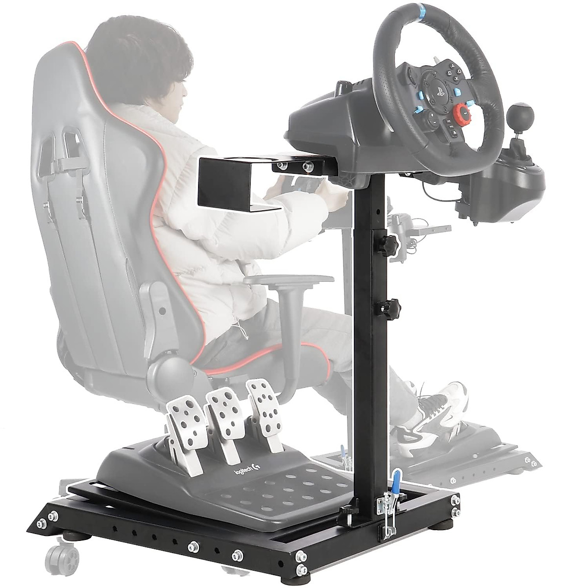 Minneer Racing Wheel Stand with V2 Support Game Support Stand Up Simulation Driving Cockpit for Logitech G29, G27, G25, G920, All Thrustmaster Racing Simulator Wheel Stand Without Wheel and Pedals