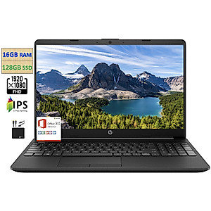 2021 Newest HP 15.6” FHD IPS Anti-Glare Thin Laptop Computer,Intel Celeron N4020 Processor,Dual Core up to 2.8 GHz, 16GB RAM 128GB SSD,HDMI,WiFi,Win10 S,Up to 9 Hours +1-Year Office 365+Marxsol Cables