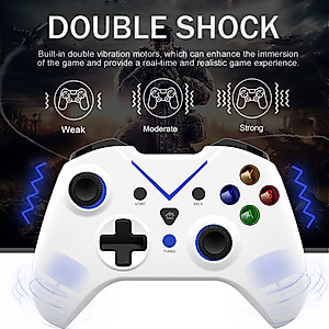Gina Joyfurno Wireless Controller Compatible with Xbox One, Xbox Series S/X/360/PC/PS3/Windows 7/8/10/11, Built-in Dual Vibration with 2.4GHz Connection, USB Charging, LED Backlight (blue)