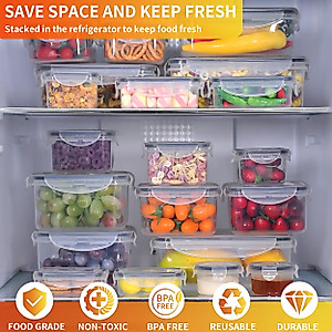 GEIKR 40 PCS Plastic Food Storage Containers with Lids Airtight, BPA-Free Leakproof Meal Prep Containers Reusable,Microwave & Dishwasher & Freezer Safe,Includes Labels & Pen
