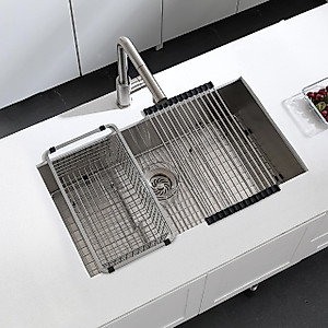 32 Undermount Stainless Steel Kitchen Sink - Dorzom 32"x17" 18 Gauge 9 Inch Deep Stainless Steel Single Bowl Under Mount Kitchen Sink Basin with Accessories