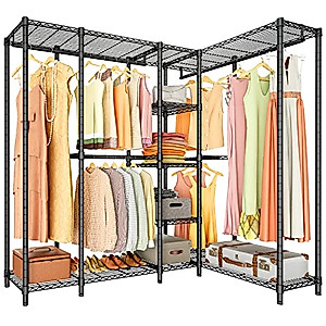 VIPEK L50 Protable Closet Rack Large Corner Freestanding Wardrobe Closet, Multi-Functional L Shaped Clothes Rack Heavy Duty Metal Clothing Rack for Hanging Clothes, Max Load 1150LBS, Black